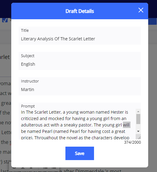 Updating Your Draft Details | bartleby
